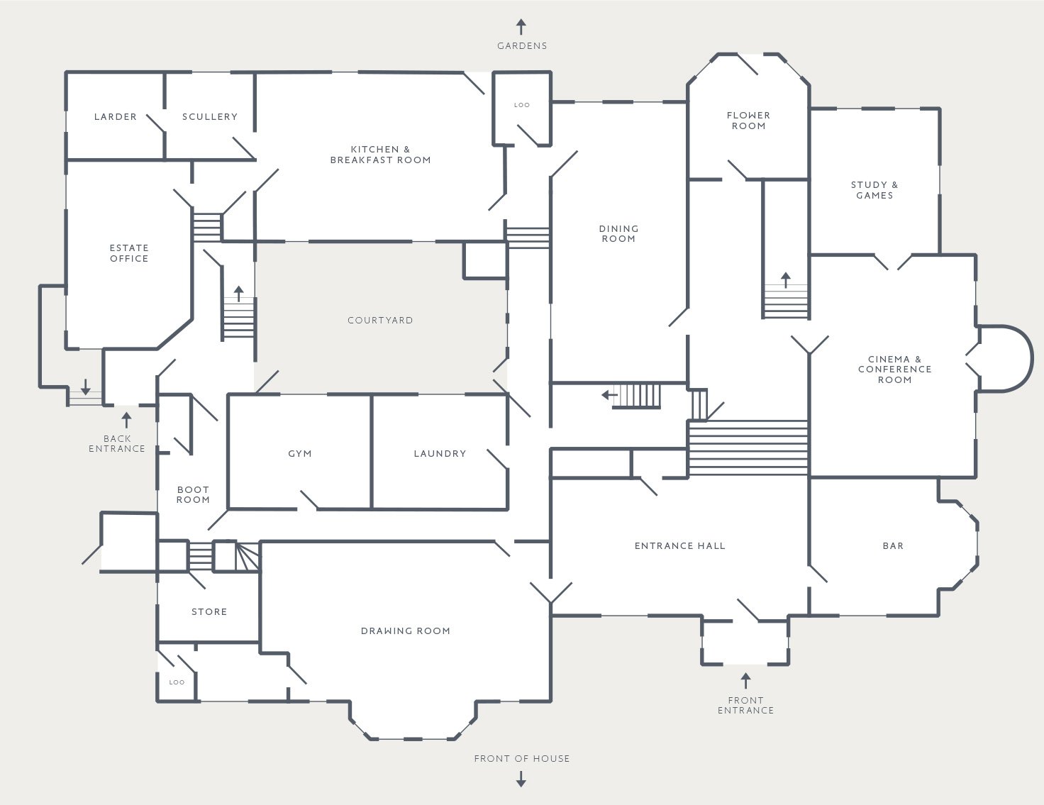Thorpe Manor Ground Floor Plan - Luxury Rural Retreats